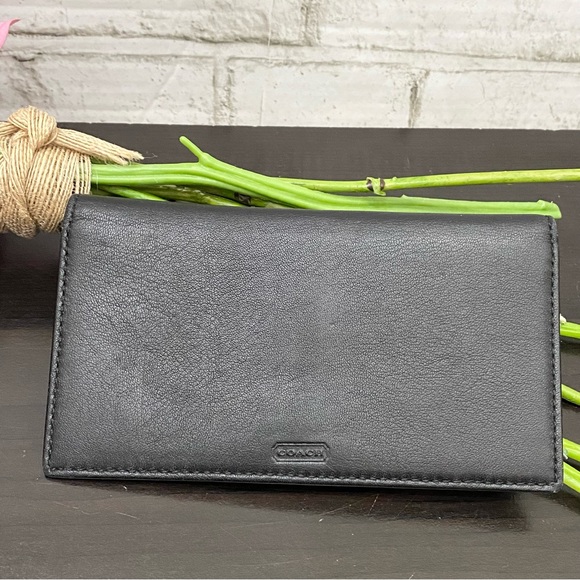 Coach | Bags | Coach Black Leather Bifold Checkbook Insert Wallet ...